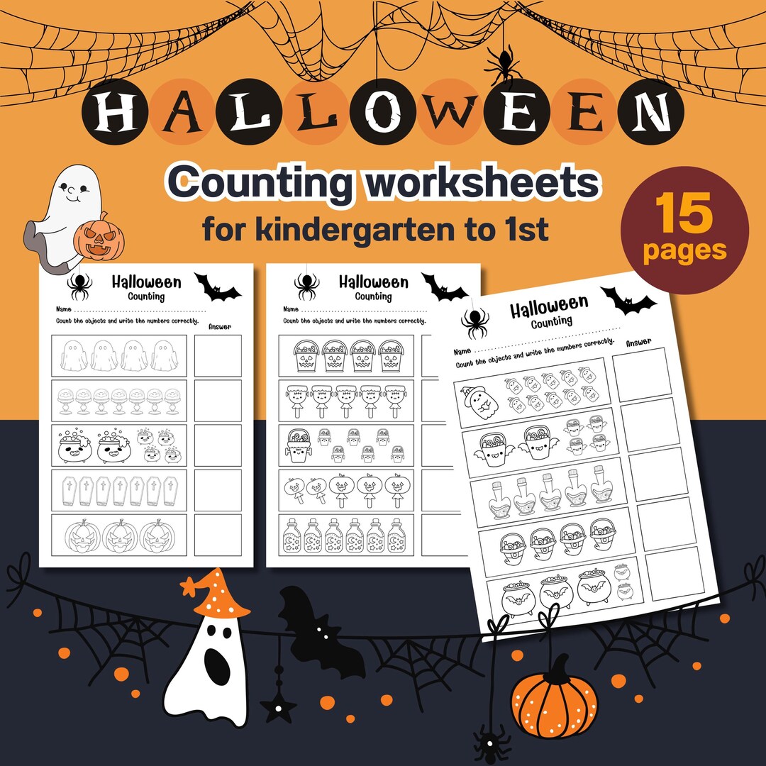 Halloween Counting Worksheets for Early Education, First Learning, Math ...