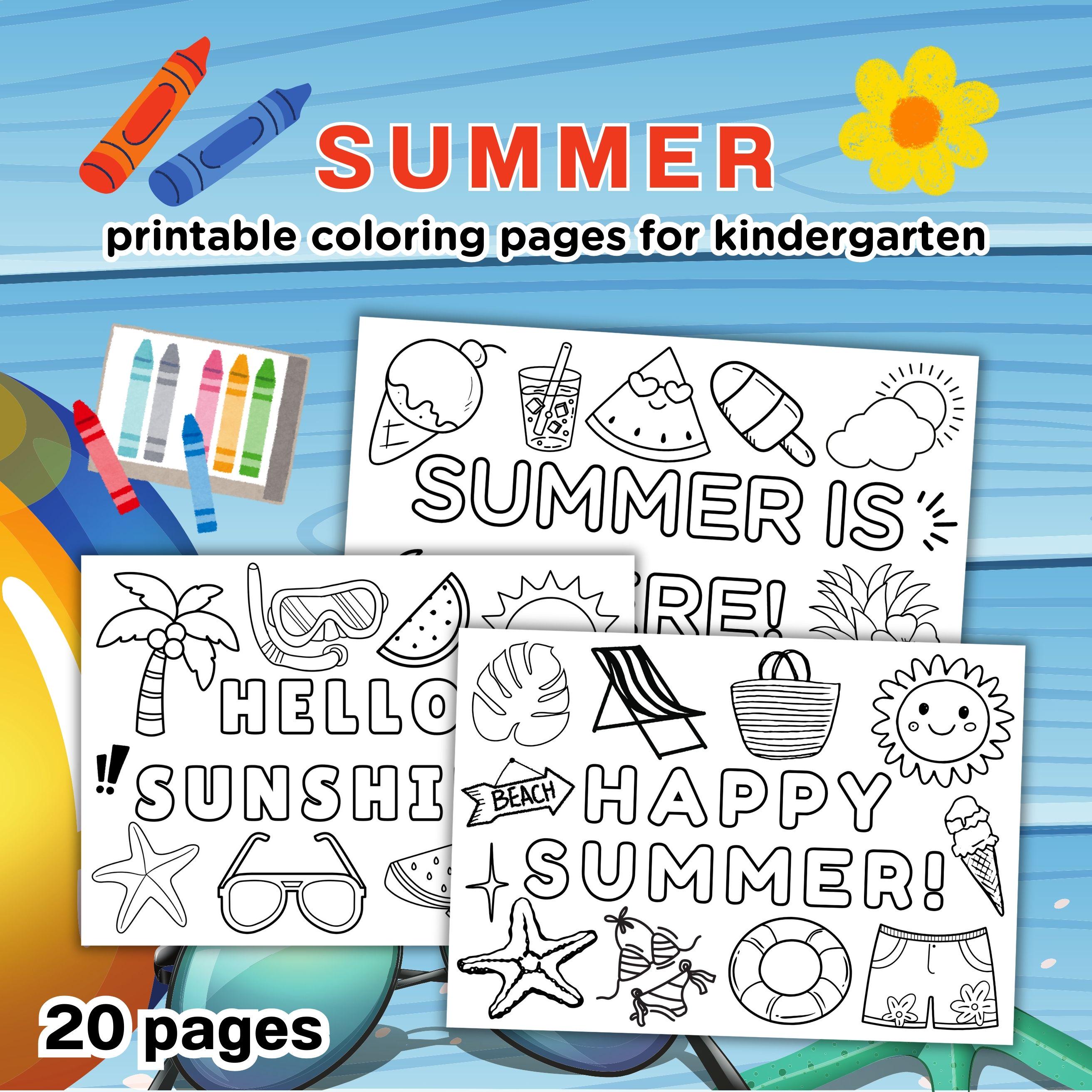Summer Coloring Pages, Summer Activity for Kindergarten, End of Year ...