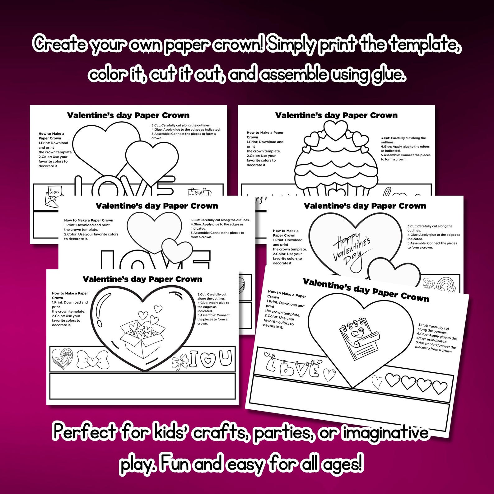 Valentine's Day Crown Craft for Kids,coloring Pages, Kids Activity ...