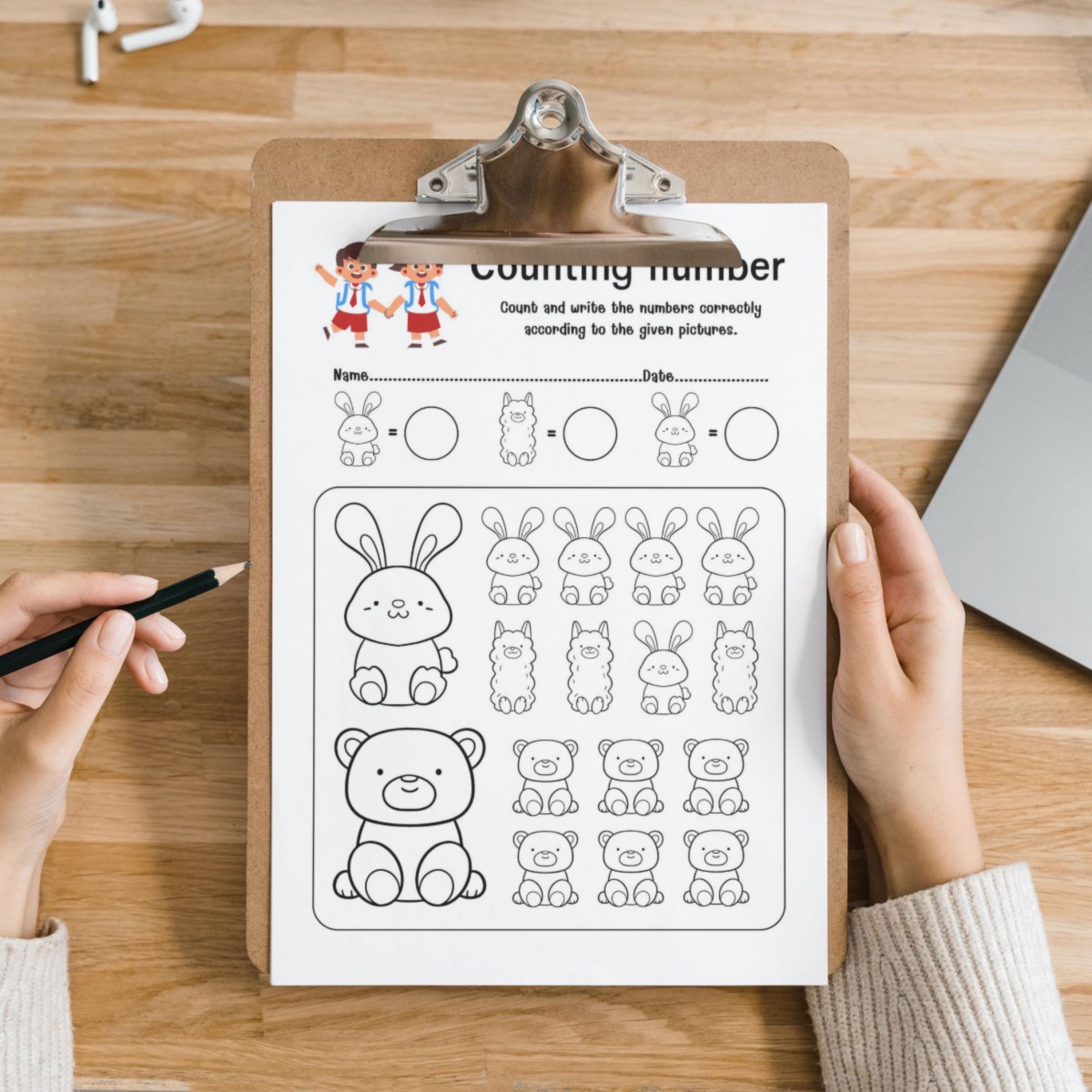 Counting & Writing Number Worksheets for Kindergarten to 1st Grade - Etsy