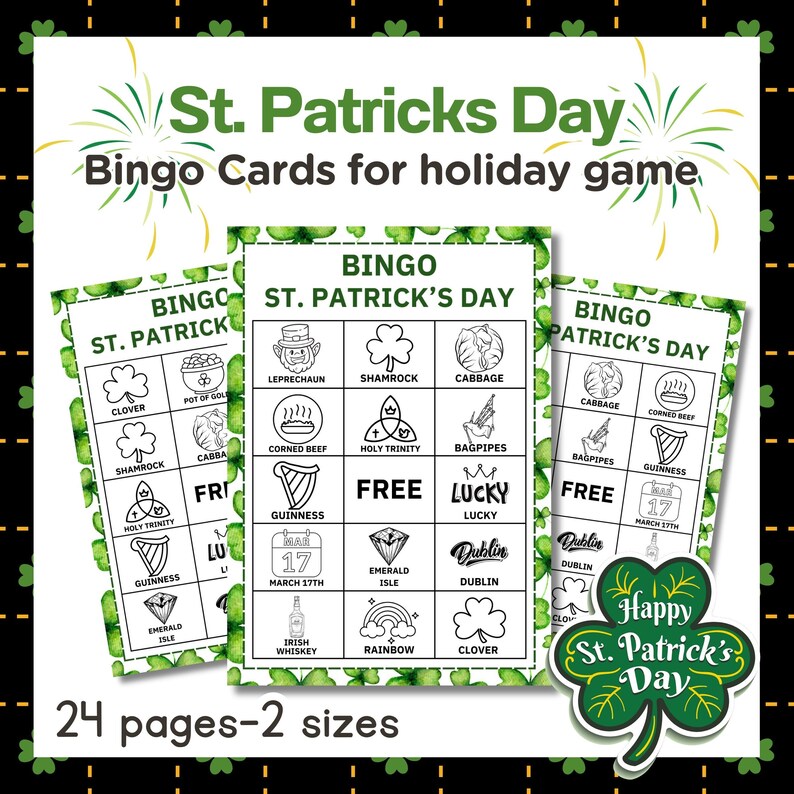 St.patrick's Day Bingo Cards, Printable Bingo Game, Board Game, Fun ...