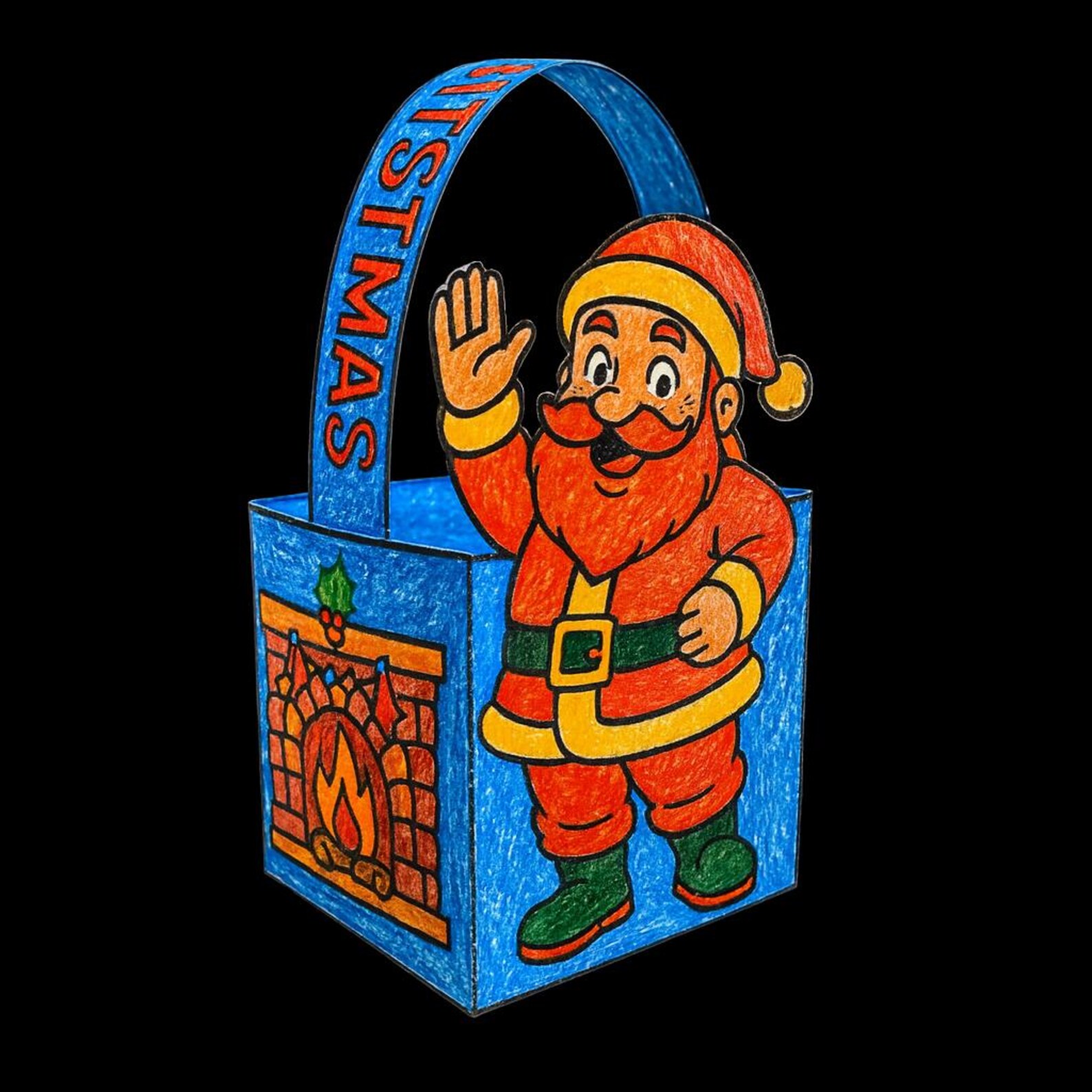 Christmas Santa Basket Crafts for Kids | DIY Coloring Craft Templates ...