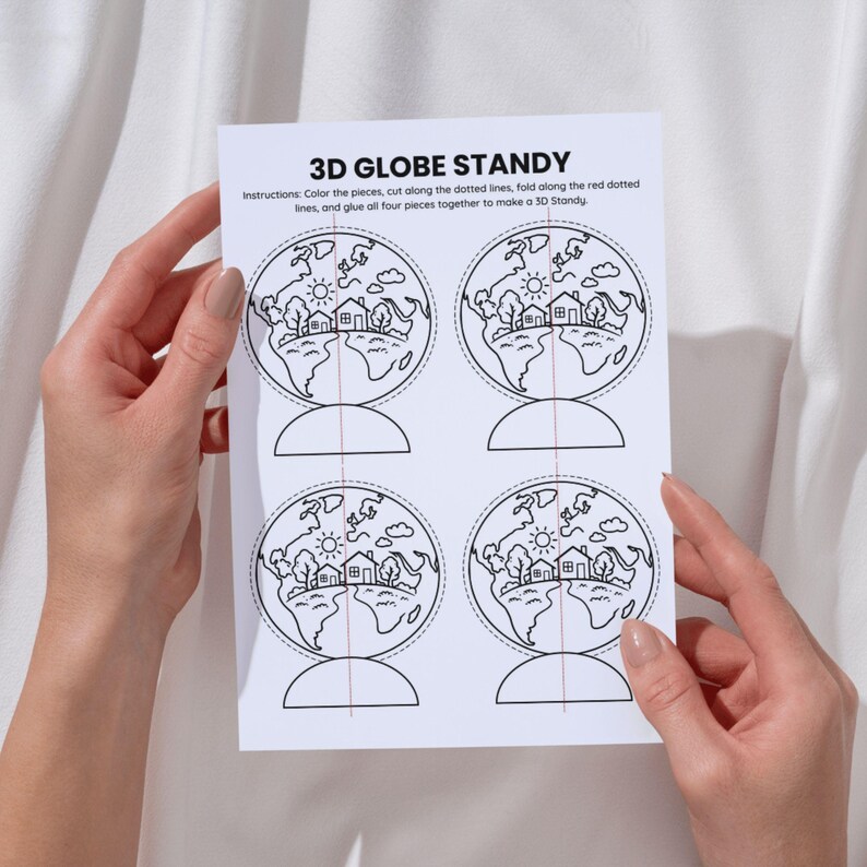 3D Globe Standee Craft Kit | Earth Day Coloring Activity (15 Pages) - Etsy