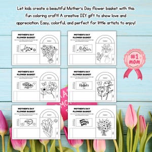Mother’s Day Flower Basket Craft for Kids, Bag Craft, Printable ...