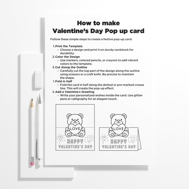 Valentine's Day Pop-up Cards for Kids, Valentine's Day Craft, Printable ...