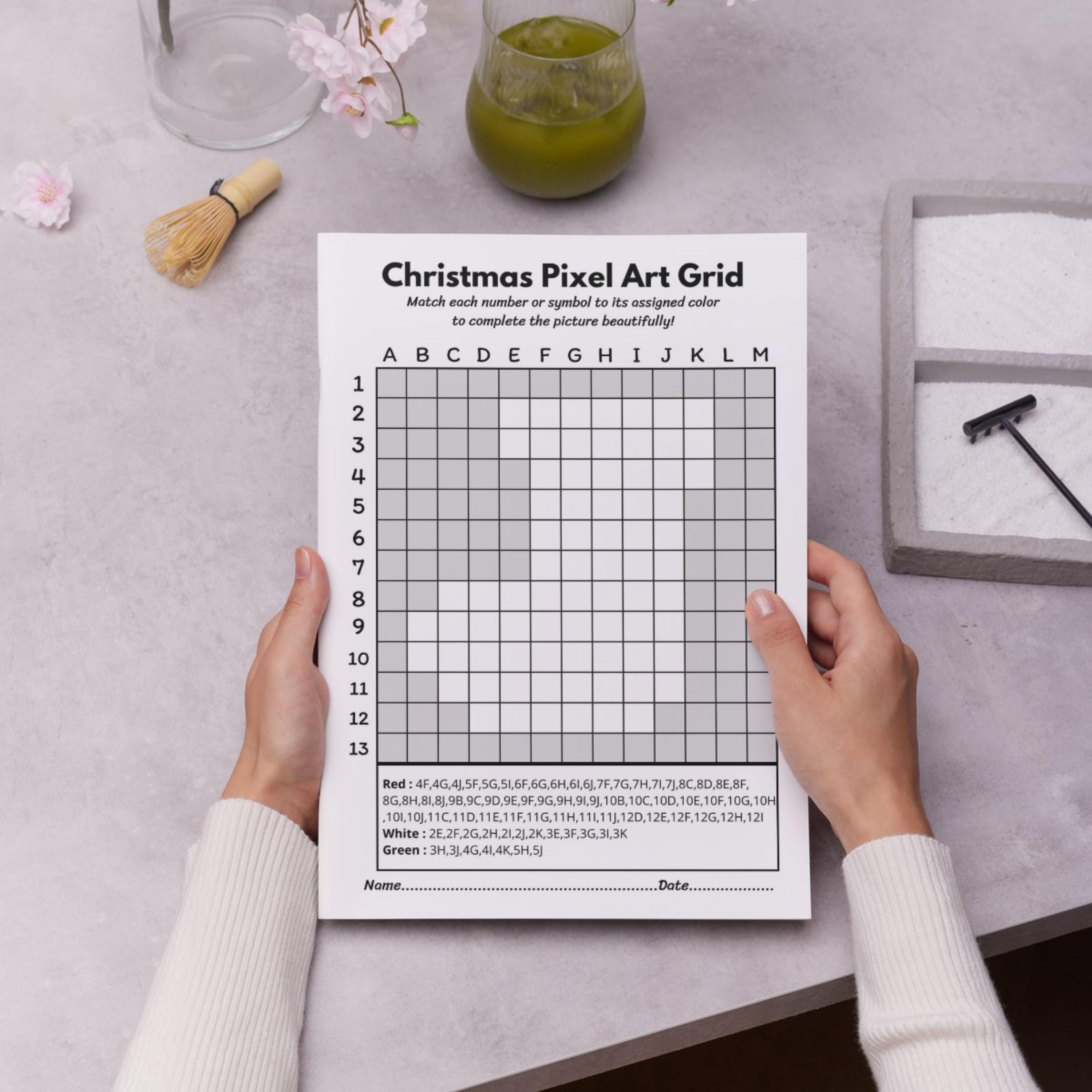 Christmas Pixel Art Grid for Kid, Christmas Grid, Art Printable, Kids ...