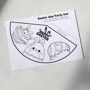 Easter Party Hat Craft for Kids, Fun Printable Coloring Template for ...
