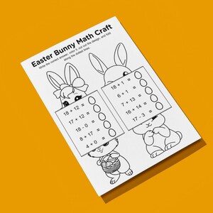 Easter Bunny Math Craft, Addition & Subtraction Worksheets for 1st-3th ...