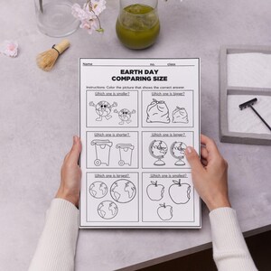 Earth Day Comparing Size Worksheet for Kindergarten, Kids Practice Big ...