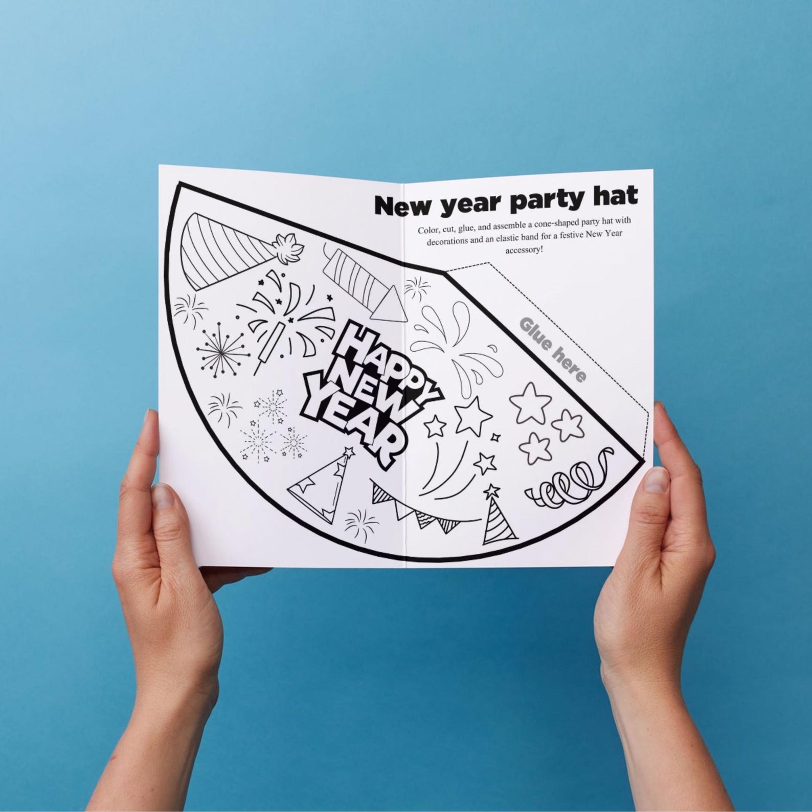 New Years Hat Craft for Kids, New Years Printable Coloring Pages, Kids ...