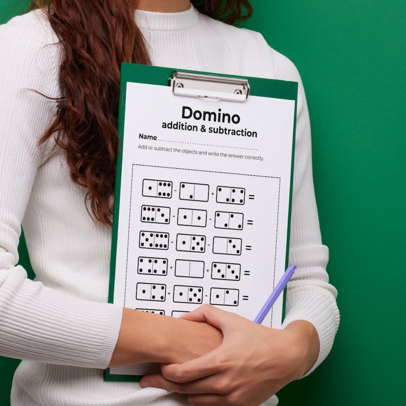 Domino Addition and Subtraction Worksheets for Kindergarten to 1st ...