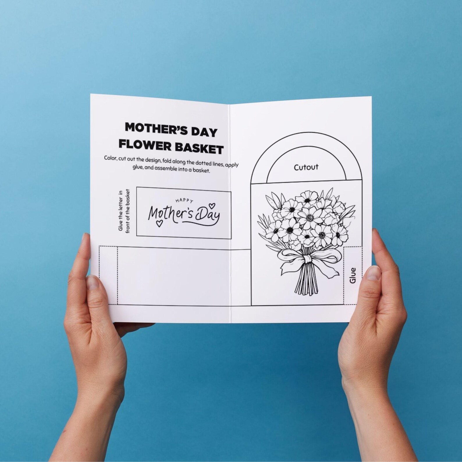 Mother’s Day Flower Basket Craft for Kids, Bag Craft, Printable ...