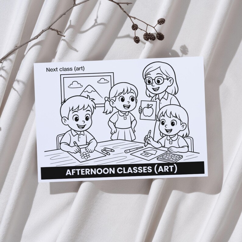 Student’s Daily Routine Coloring Pages for Kids, School Routine, Back ...