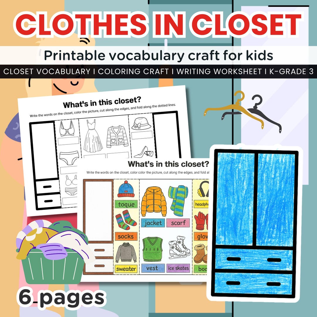 Clothing Vocabulary Craft: ESL Learning Activity (PDF Download) - Etsy
