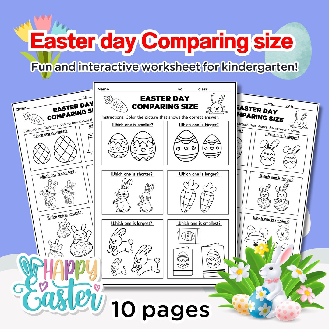 Easter Day Comparing Size Worksheet for Kindergarten, Kids Practice Big ...