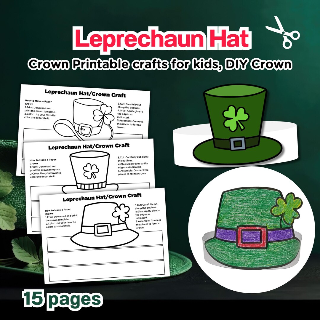 Leprechaun Hat, St. Patrick’s Day Crown Craft for Kids, Coloring Craft ...