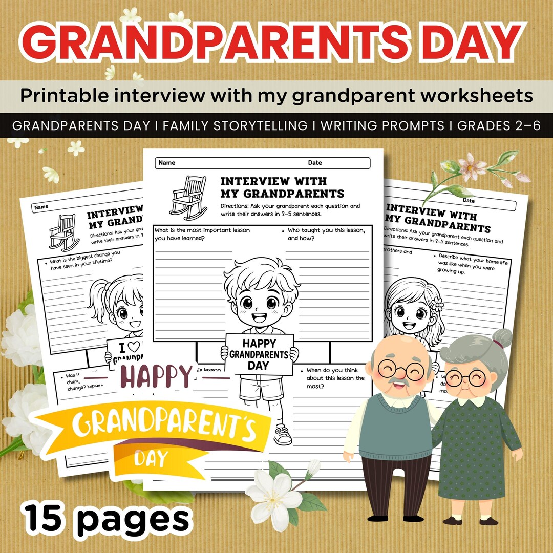 Grandparents Day Interview Activity: Grades 2-6 Writing Prompts (PDF ...