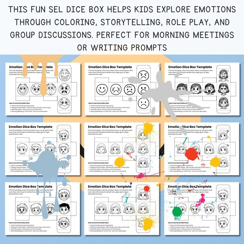 Emotions Dice Box Template: SEL Activity, Coloring Craft (PDF Download ...