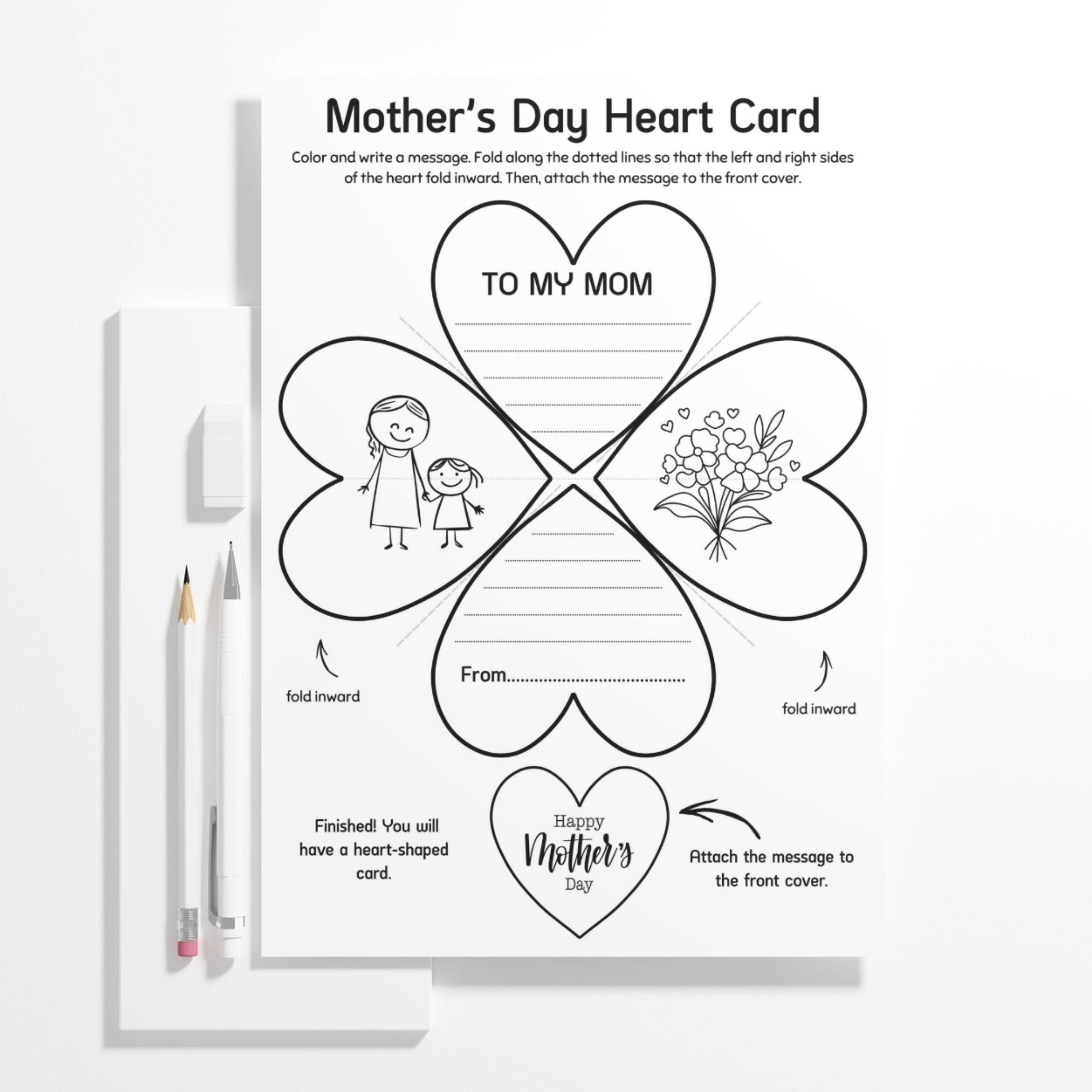 Mother’s Day Heart Card Craft for Kids! Mother's Day Activity, Creative ...