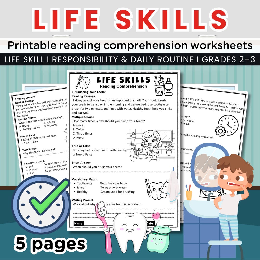 Life Skills Reading Comprehension Worksheets: Grades 2-3, Creative ...