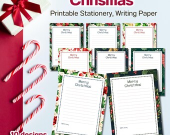 Christmas, Stationery Paper, Digital Download, Writing Paper, Printable ...