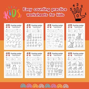 Counting & Writing Number Worksheets for Kindergarten to 1st Grade - Etsy
