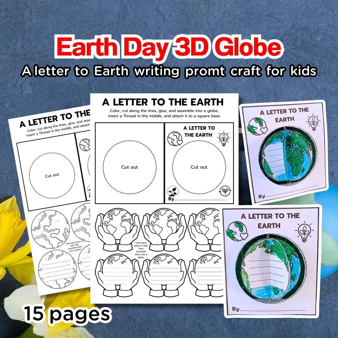 Earth Day 3D Globe & Letter to Earth Creative Writing Craft for Kids ...
