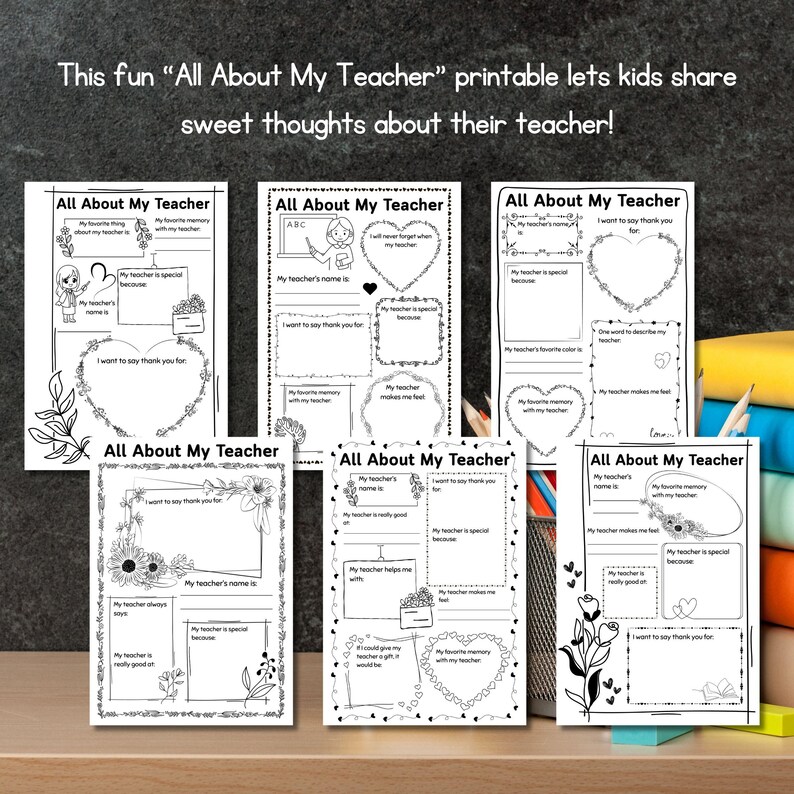 All About My Teacher Worksheet: Teacher Appreciation Writing Prompts ...