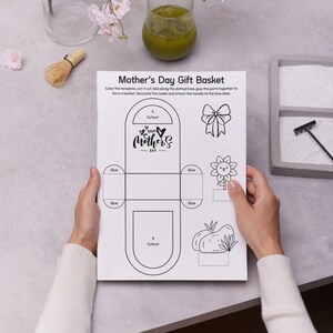 Mother’s Day Gift Basket Craft for Kids, Bag Craft, Printable Coloring ...