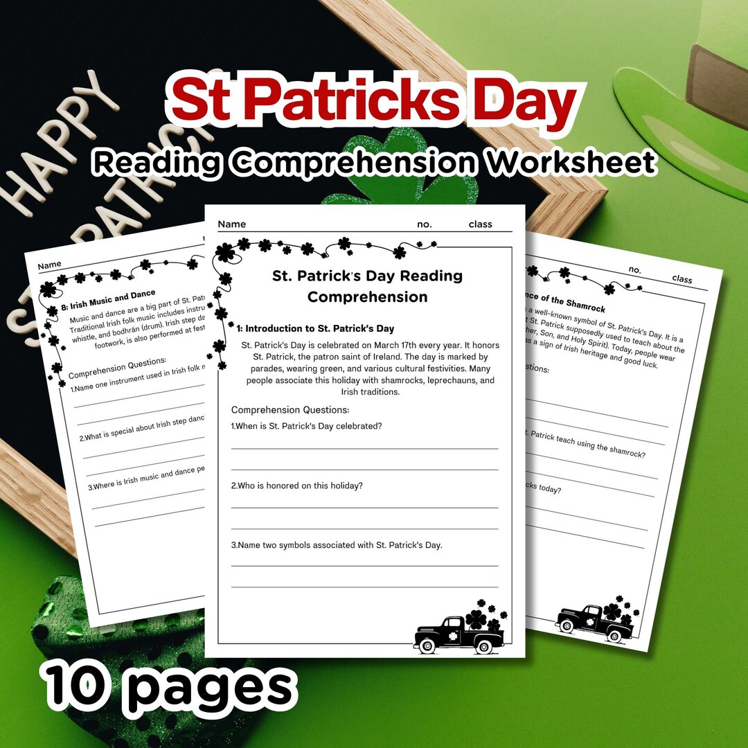St.patrick's Day Reading Comprehension Worksheet for Kids (grades 2-5 ...
