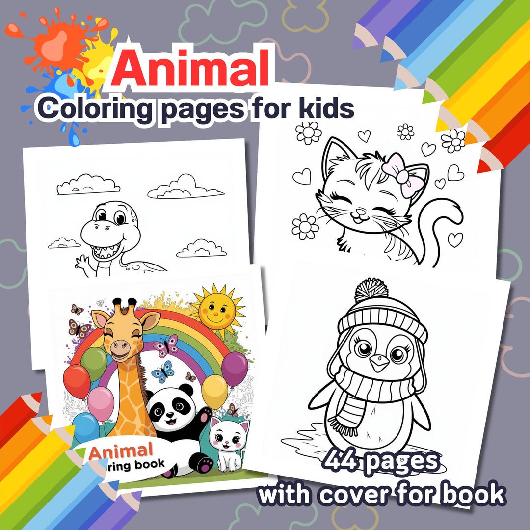 Animal Coloring Pages for Kids, Toddlers 3-5, Animal Coloring, Art for ...