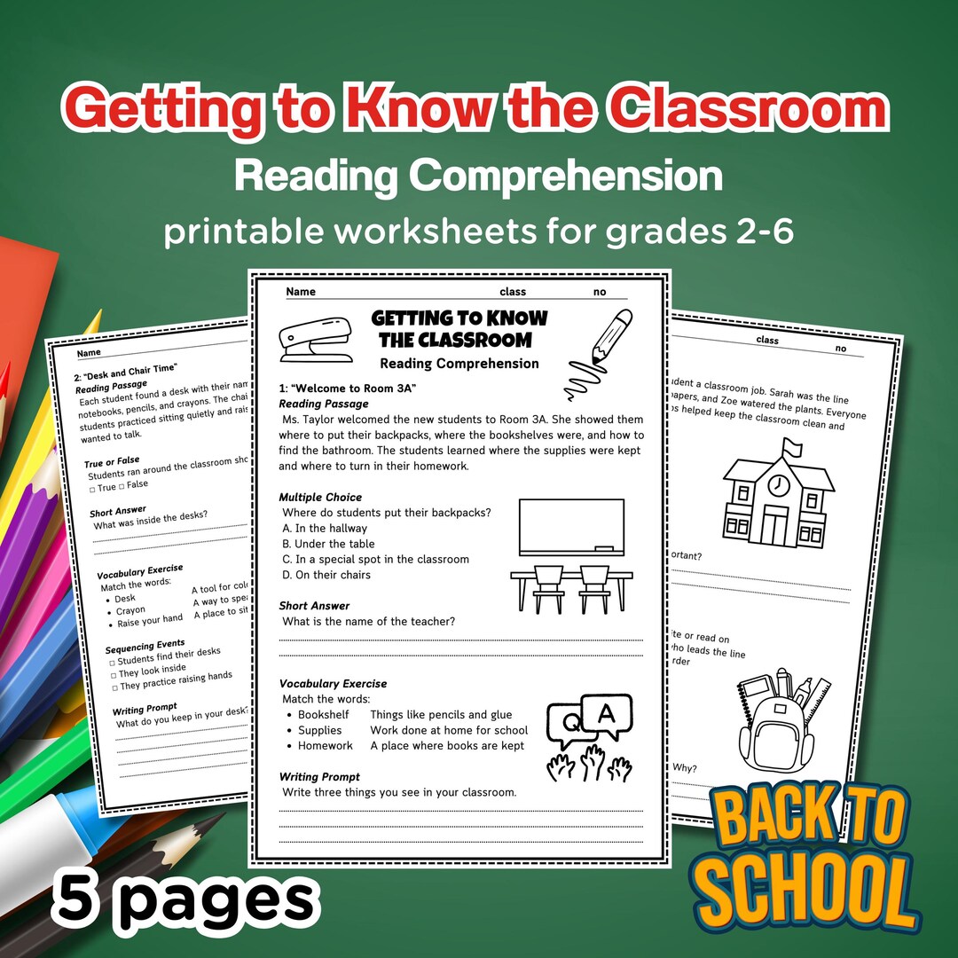 Getting to Know the Classroom Reading Comprehension Worksheets for ...