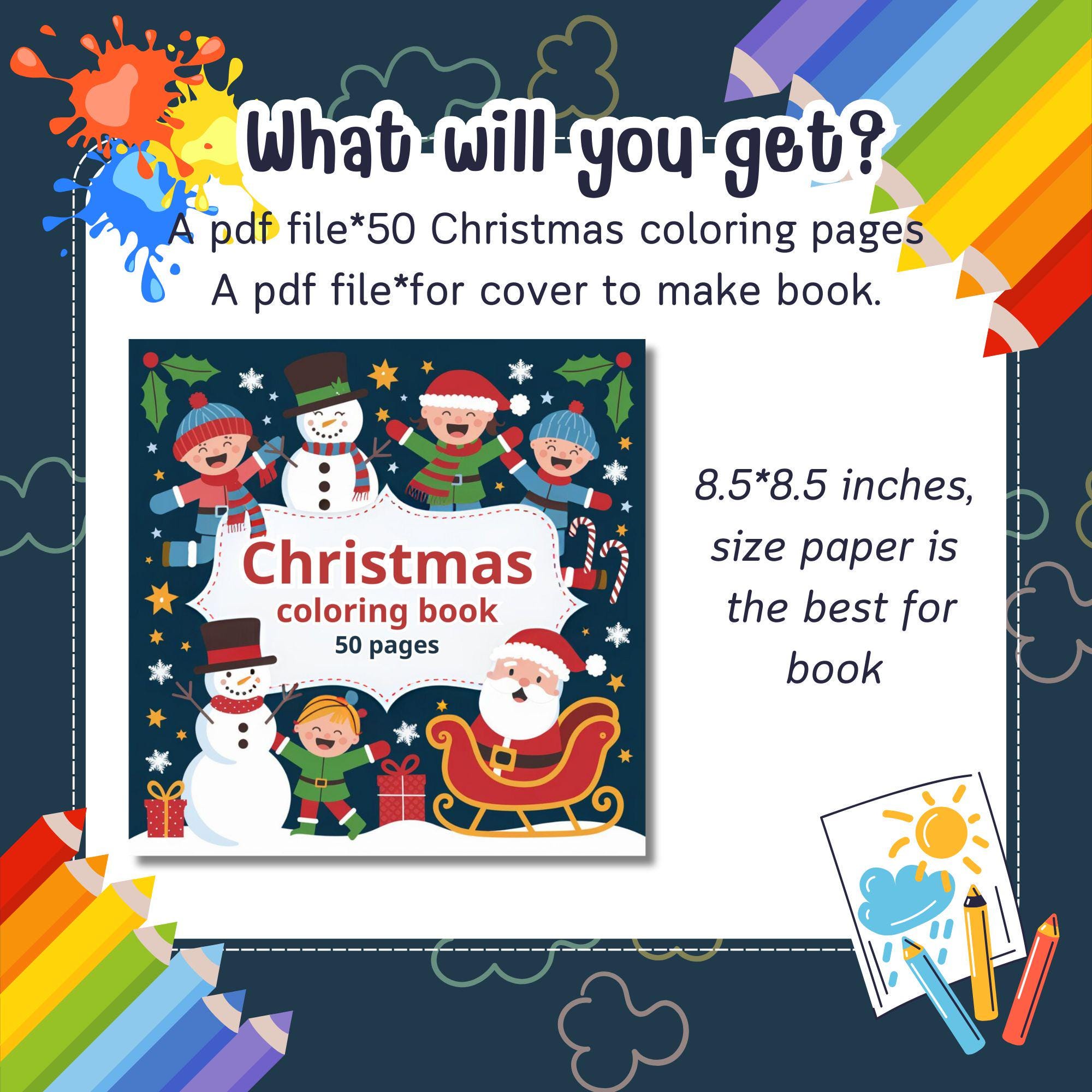 Christmas Coloring Pages for Kids, Toddlers 3-5, Festival Christmas ...