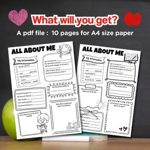 All About Me Writing Worksheets for Grades 2-6, Back to School Activity ...