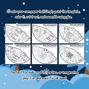Printable New Years Hat Craft for Kids, New Years Coloring Pages, Kids ...