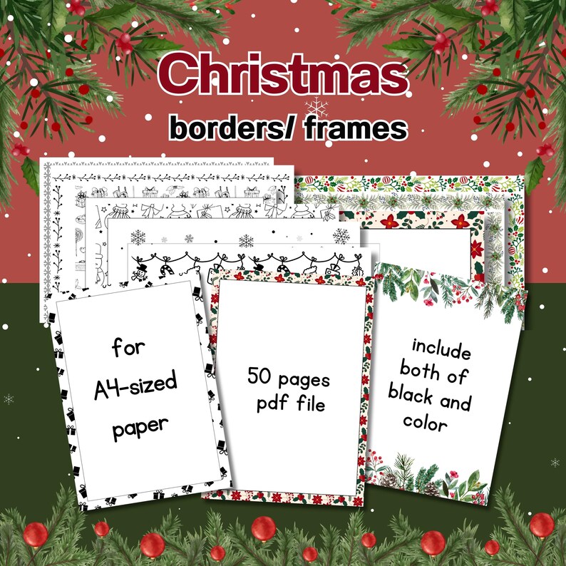 Christmas Border Templates, Christmas Frame Template, Festive Frame ...
