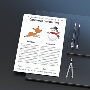 Fun Christmas Calligraphy & Tracing Worksheets for Kids, Handwriting ...