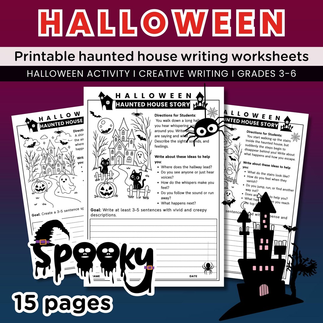 Halloween Haunted House Writing Prompts: Spooky Stories, Grades 2-6 ...