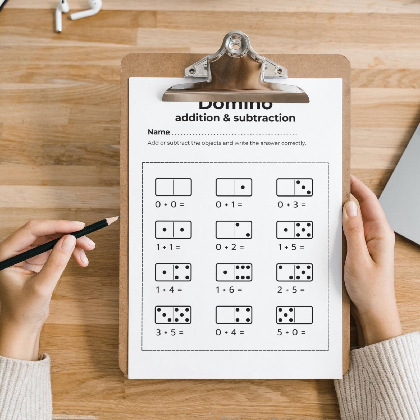 Domino Addition and Subtraction Worksheets for Kindergarten to 1st ...