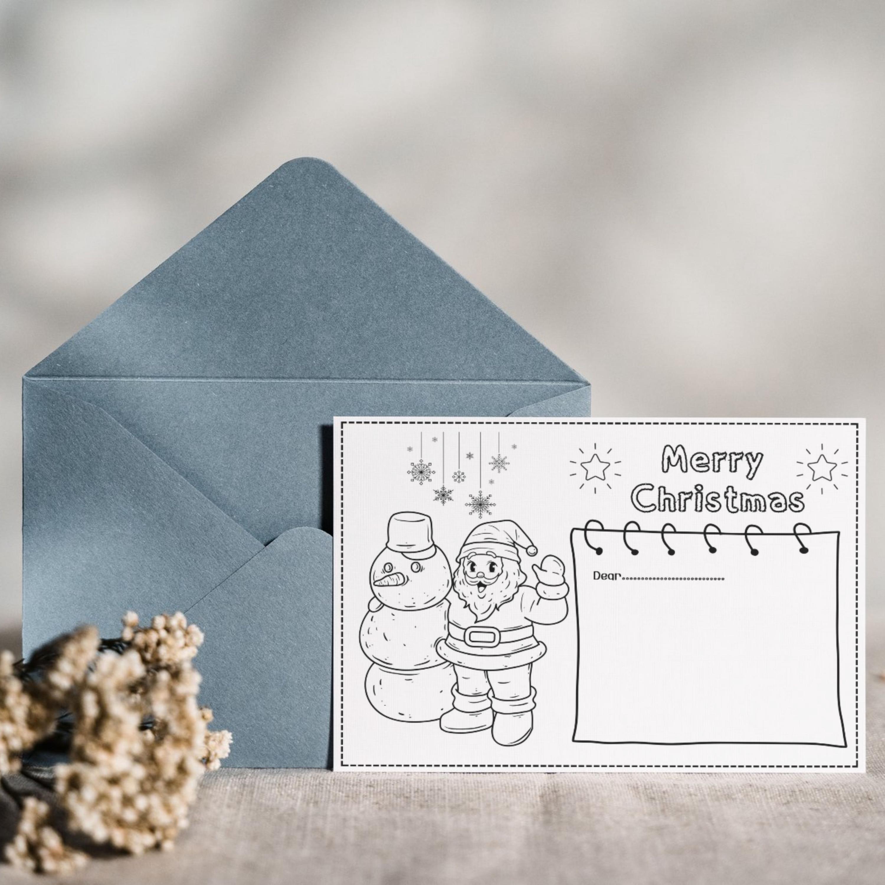 Printable Coloring Christmas Card for Kids, Coloring Page Style, Kids ...