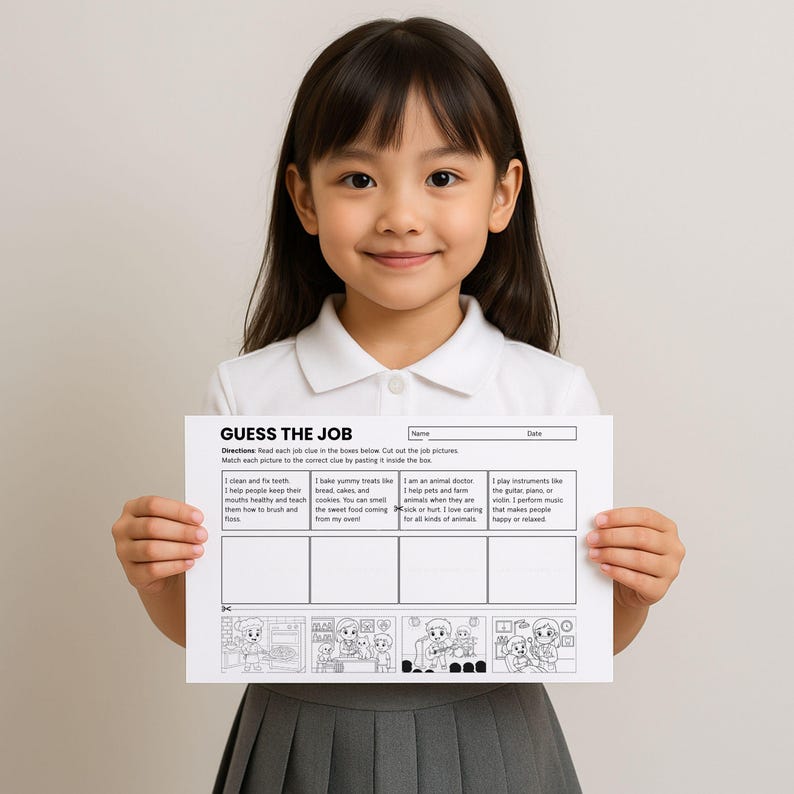 Guess the Job Cut and Paste Worksheets for Grades 1–3, Job Matching ...