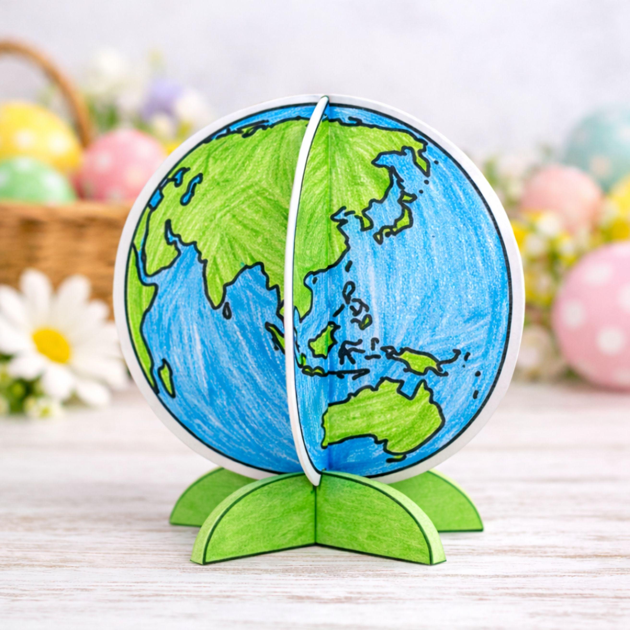 3D Globe Standee Craft Kit | Earth Day Coloring Activity (15 Pages) - Etsy