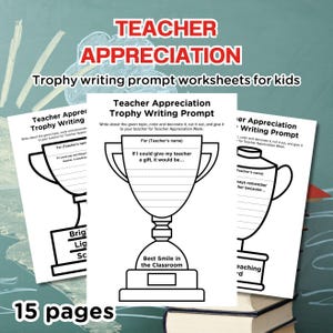 Teacher Appreciation Trophy Creative Writing Worksheet for Kids, 2nd ...