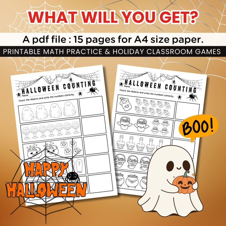 Halloween Counting Worksheets for Kindergarten | Fun 1–10 Number ...