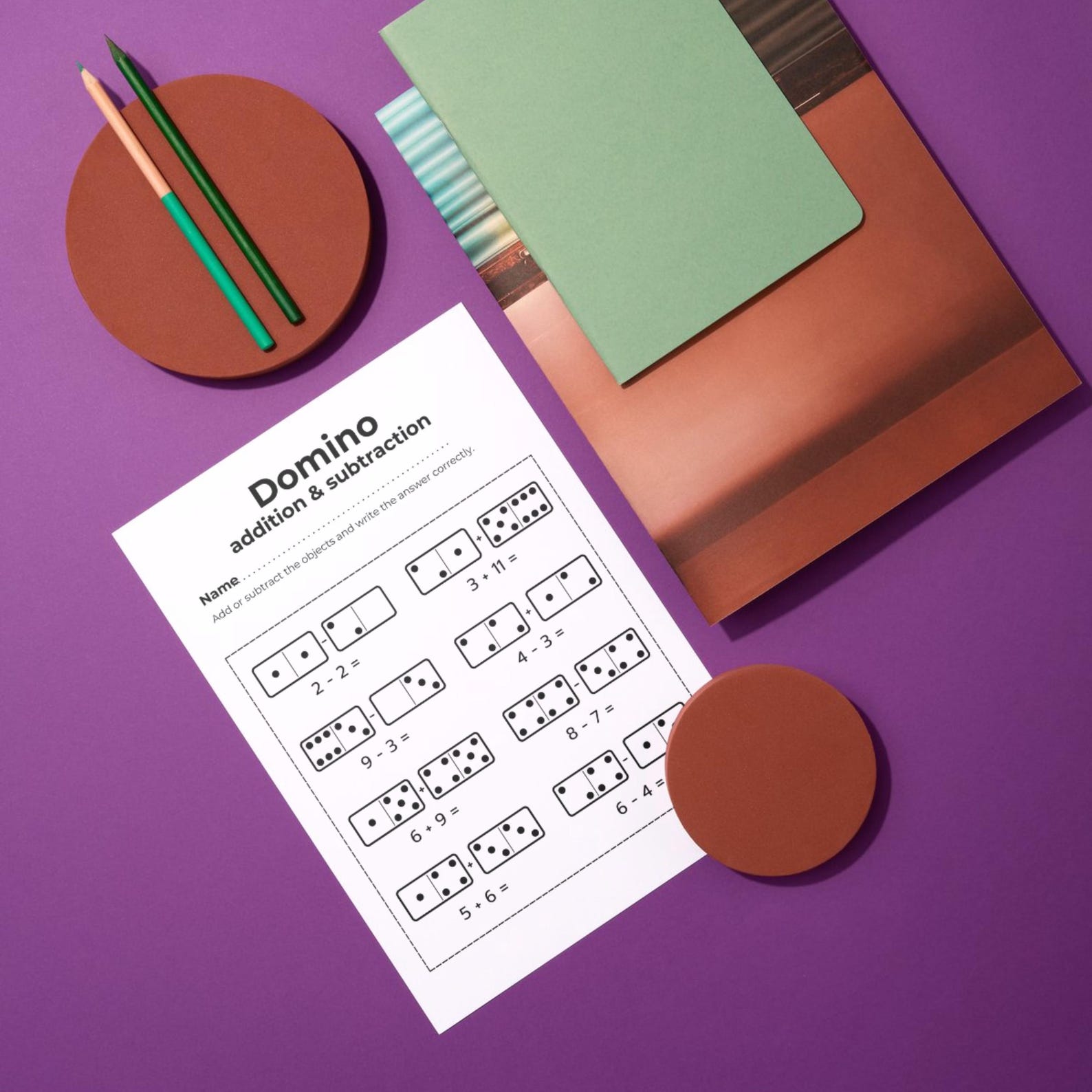 Domino Addition and Subtraction Worksheets for Kindergarten to 1st ...