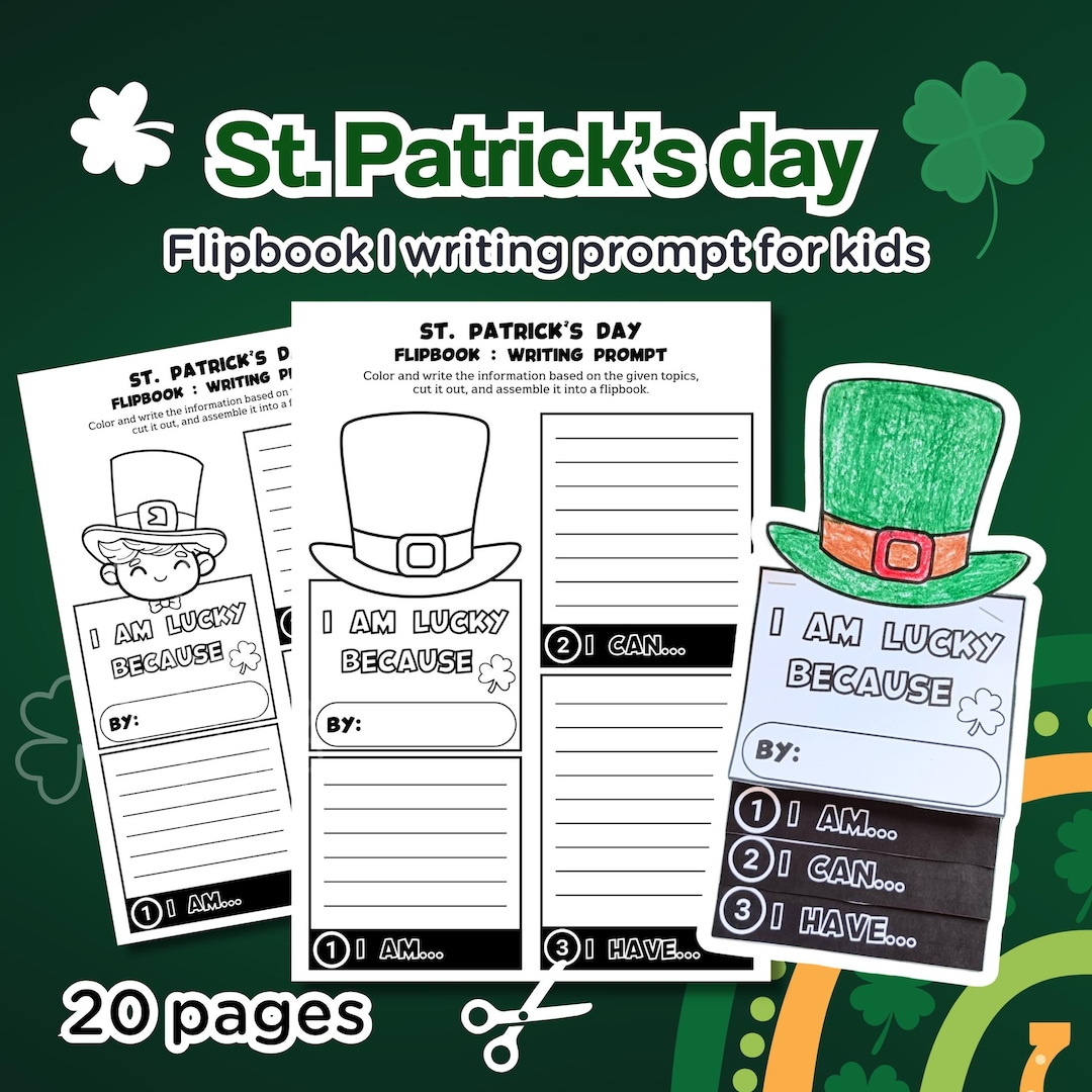 St. Patrick’s Day Flipbook Craft, Fun Writing Prompts for Kids ...