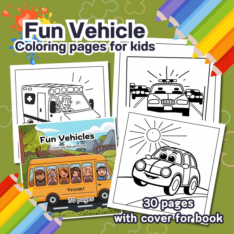 Vehicle Coloring Pages for Kids, Toddlers 3-5, Vehicle Coloring, Art ...