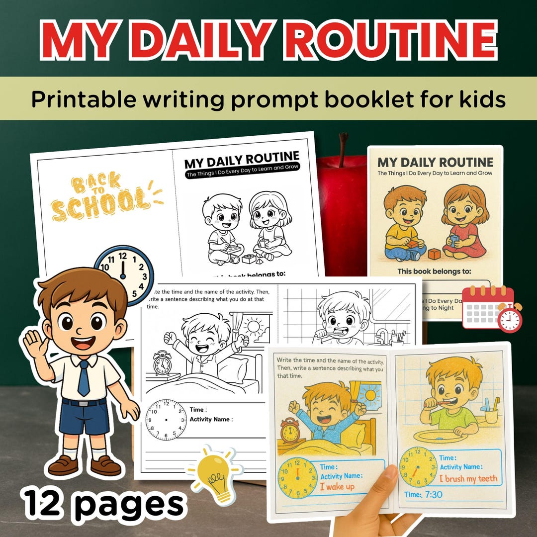 My Daily Routine Mini Booklet for Kids, Writing Craft, Creative Writing ...