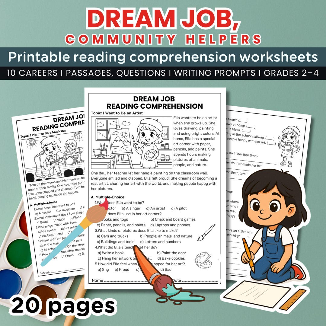 Career Exploration Worksheets: Grades 2-4 Reading Comprehension (PDF ...