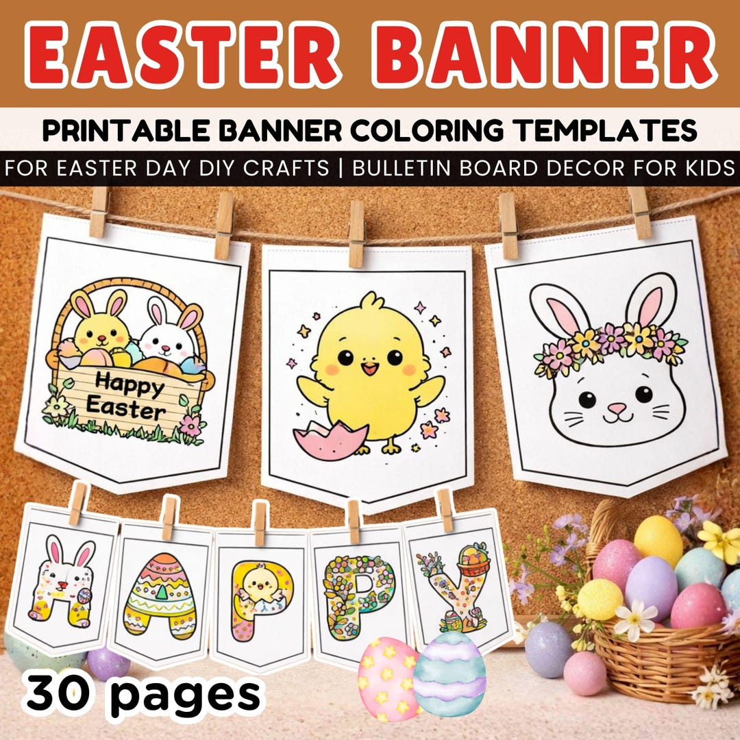 Easter Day Banner Coloring Templates for Easter Bulletin Board ...